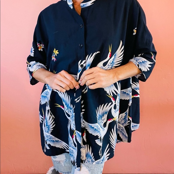 Tops | Vintage Bird Print Blouse | Poshmark